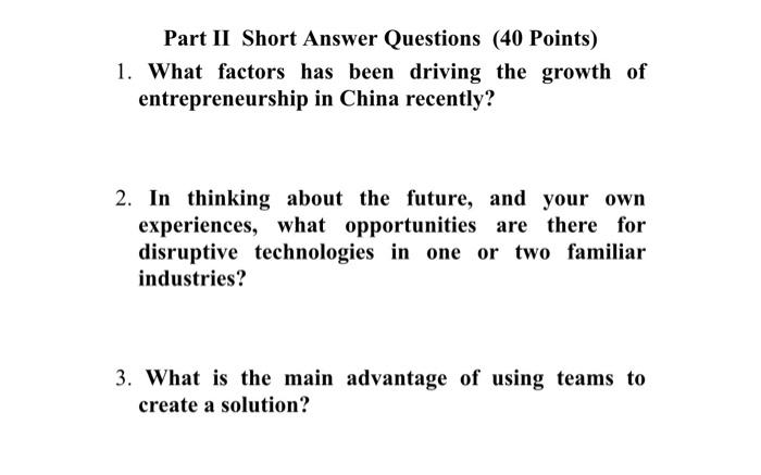 Solved Innovation & Entrepreneurship Management course. | Chegg.com
