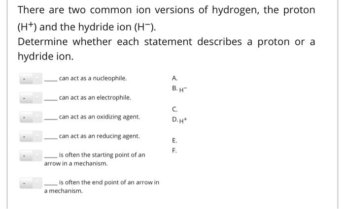 Solved There are two common ion versions of hydrogen, the | Chegg.com