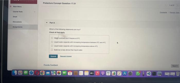 Solved Prelecture Concept Question 17.01 Main Menu Course | Chegg.com