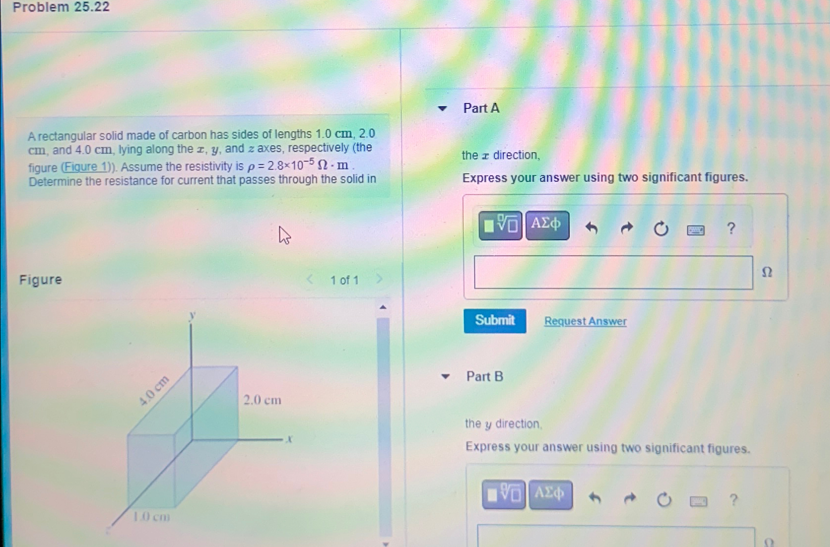 Solved Problem 25.22A rectangular solid made of carbon has | Chegg.com