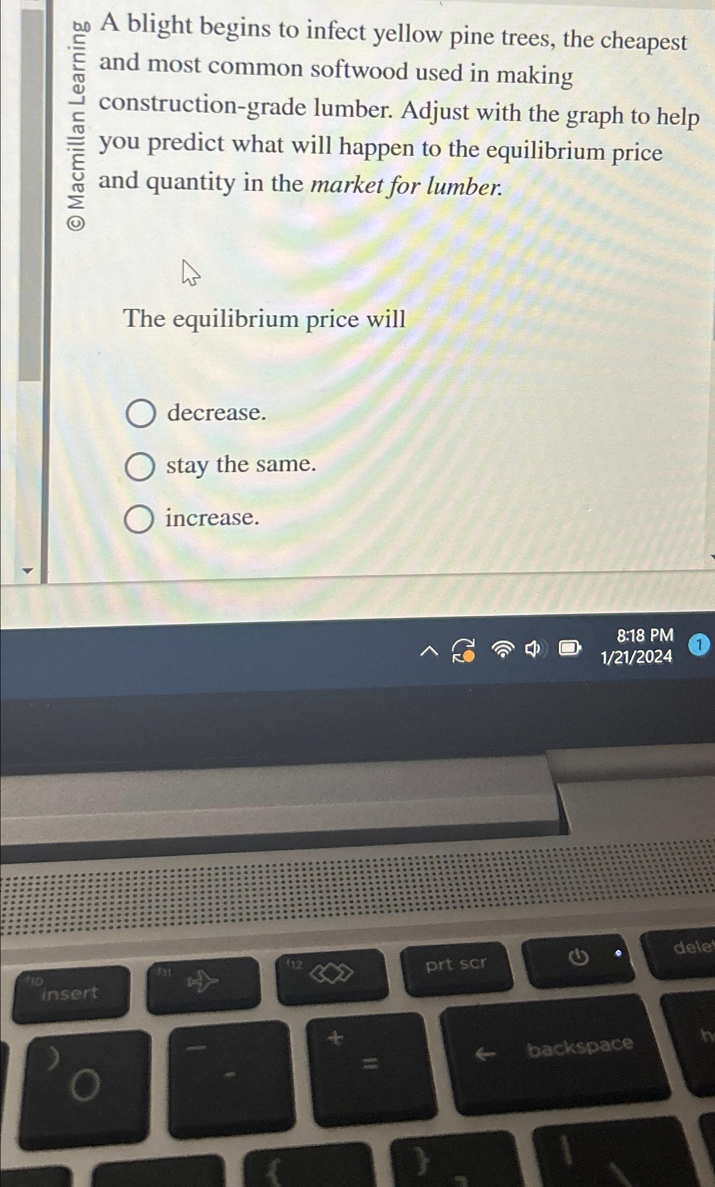 Solved A A blight begins to infect yellow pine trees, the | Chegg.com