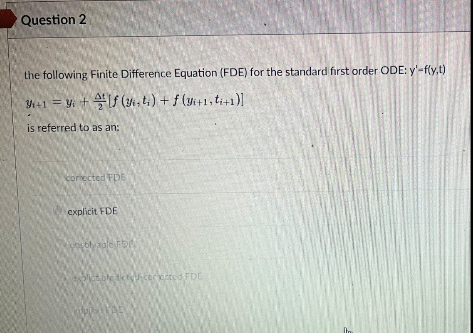 Solved Question 2the following Finite Difference Equation | Chegg.com