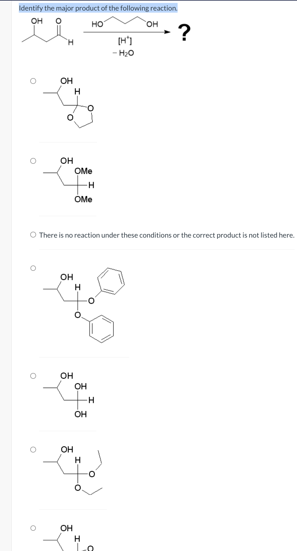 Solved Identifv the maior product of the following | Chegg.com