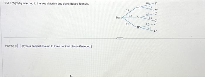 Solved Find P(W∣C) by referring to the tree diagram and | Chegg.com