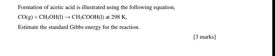 Solved Formation of acetic acid is illustrated using the | Chegg.com