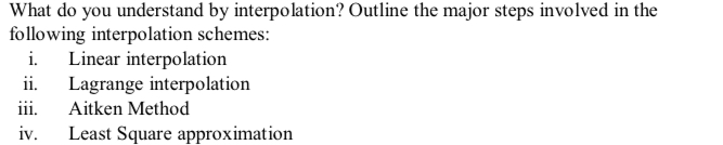 Solved What do you understand by interpolation? Outline the | Chegg.com