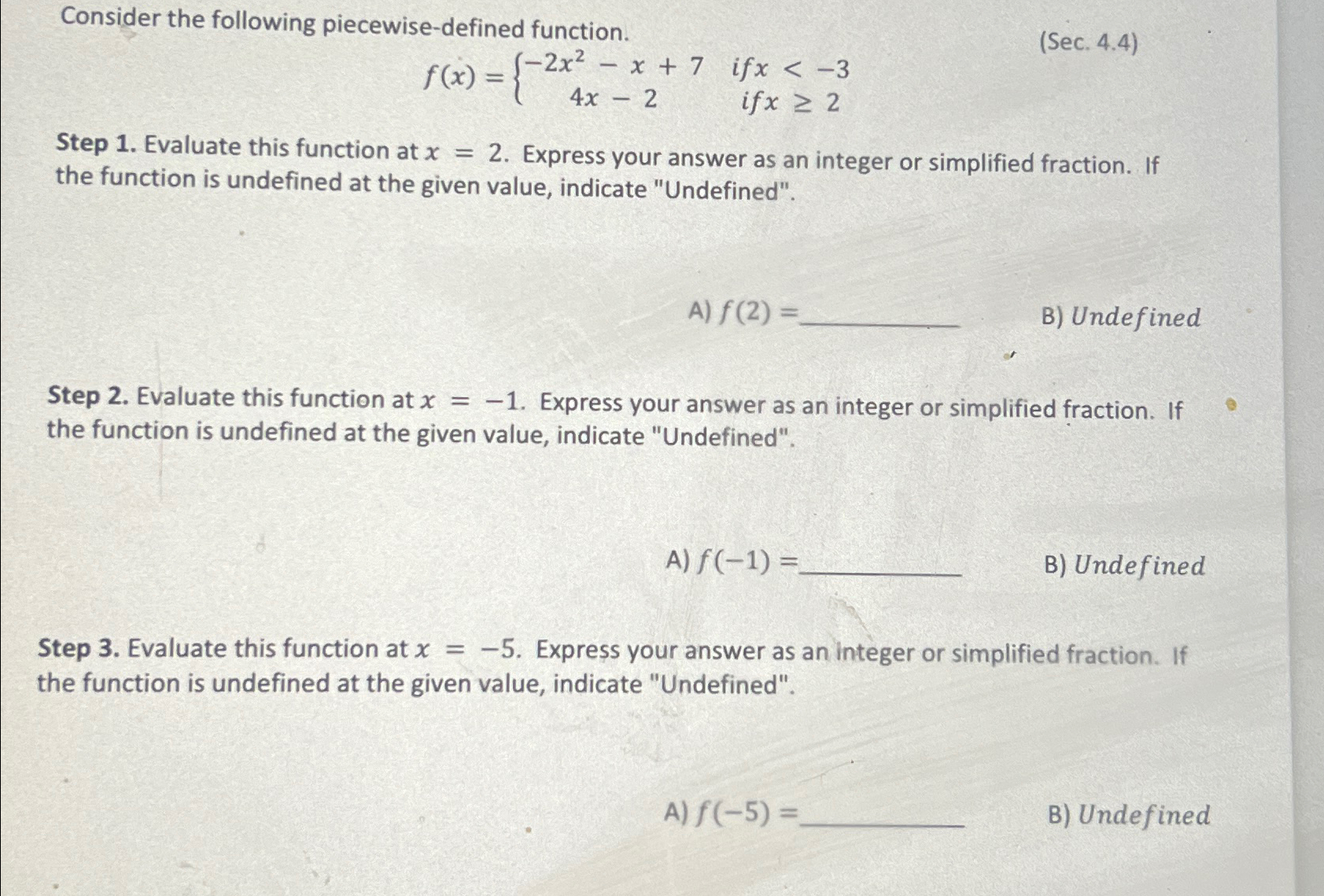 Solved Consider the following piecewise-defined | Chegg.com