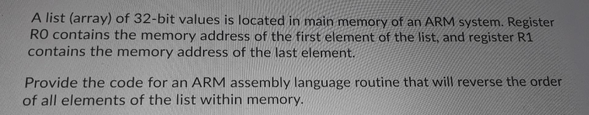 Solved A list (array) of 32-bit values is located in main | Chegg.com