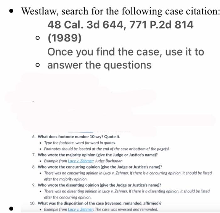 Solved • Westlaw, search for the following case citation: 48 | Chegg.com