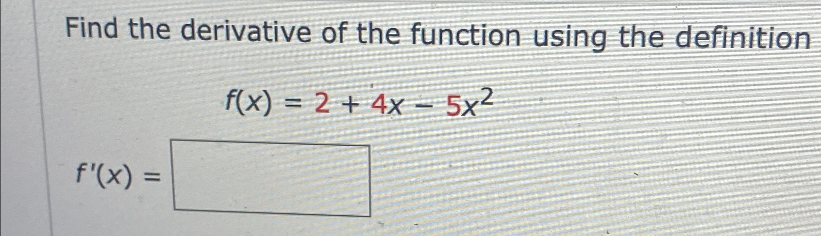 Solved Find the derivative of the function using the | Chegg.com