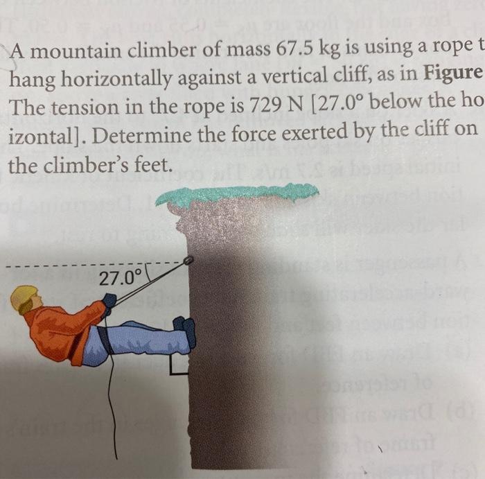 Solved A mountain climber of mass 67.5 kg is using a ropet | Chegg.com