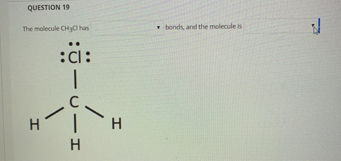 Solved QUESTION 19 The molecule CH3Cl has bonds, and the | Chegg.com
