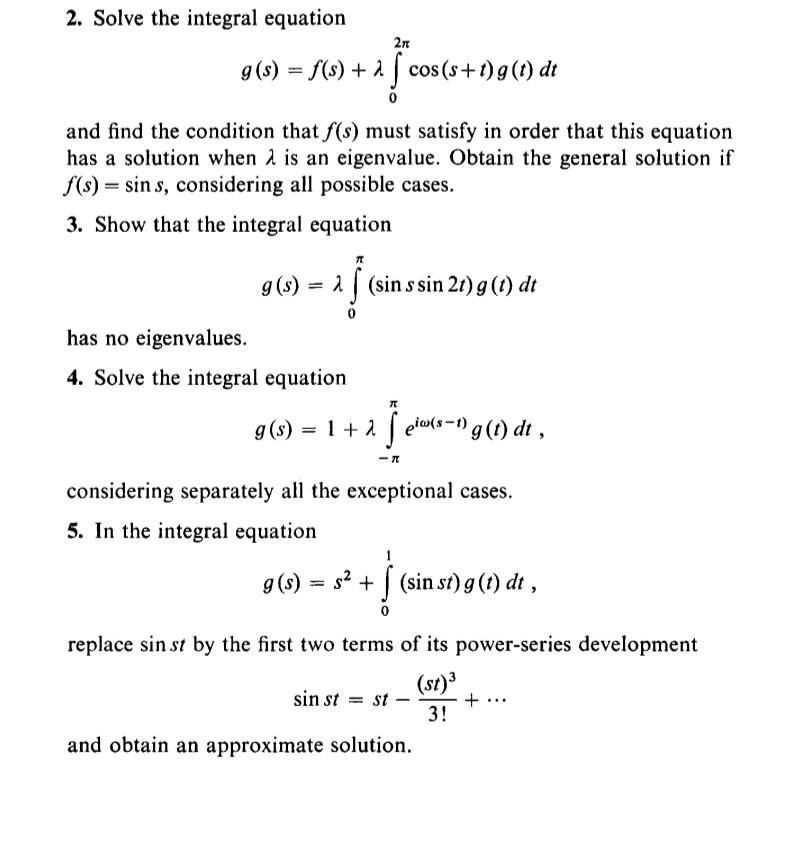 Solved 2. Solve the integral equation | Chegg.com