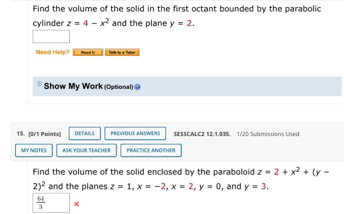 Solved Find the volume of the solid in the first octant | Chegg.com
