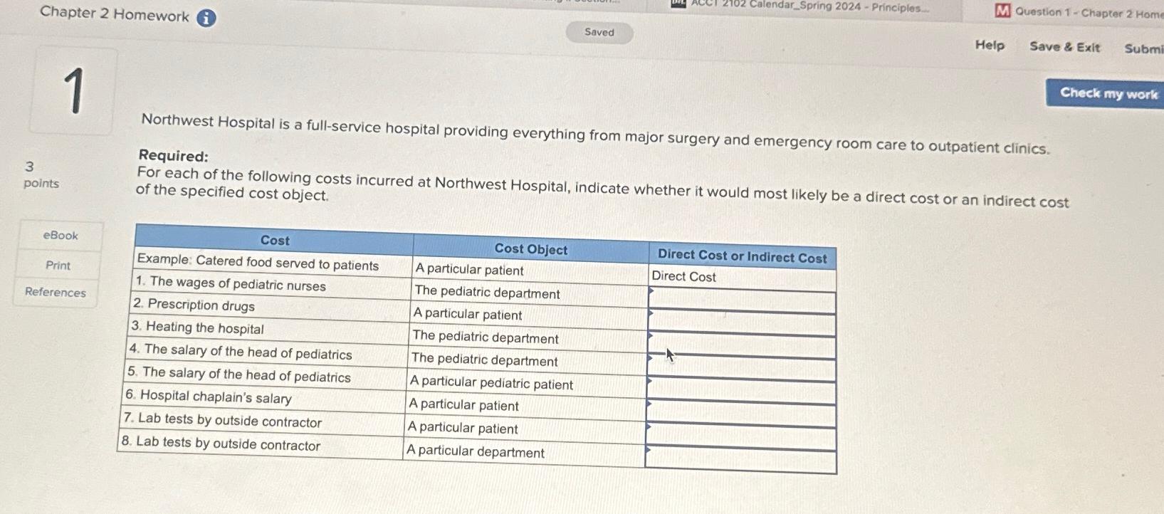 Solved Chapter 2 ﻿Homework (i)13pointsNorthwest Hospital is | Chegg.com
