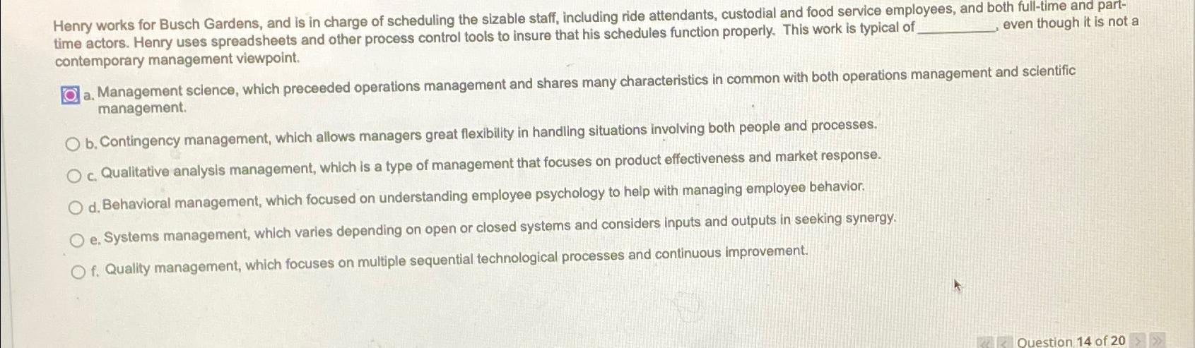 Solved Henry works for Busch Gardens, and is in charge of | Chegg.com