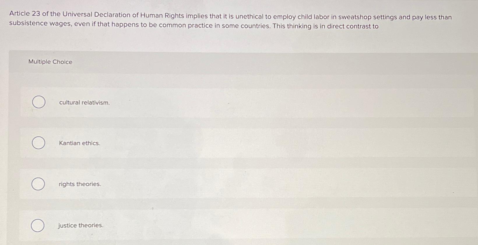 Solved Article 23 ﻿of the Universal Declaration of Human | Chegg.com