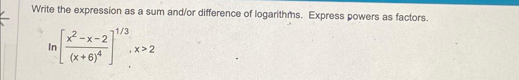 Solved Write the expression as a sum and/or difference of | Chegg.com