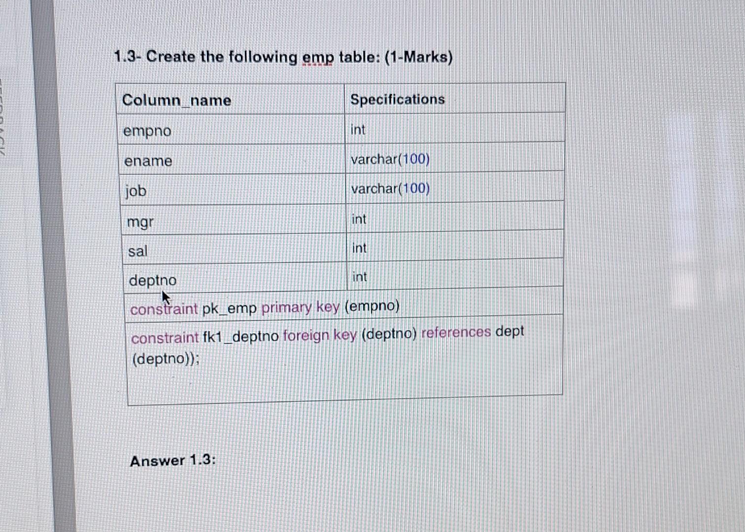 Solved Question 1: Write a queries for all the given | Chegg.com