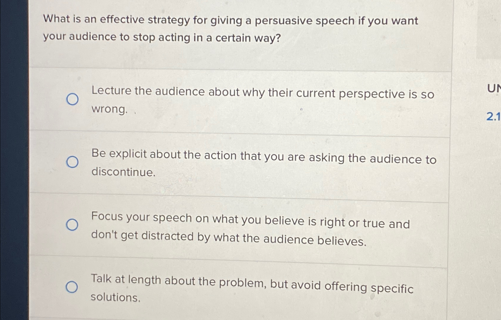 Solved What is an effective strategy for giving a persuasive | Chegg.com