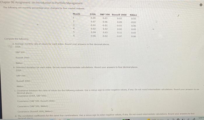 Solved Chapter 06: Assignment - An Introduction to Portfolio | Chegg.com