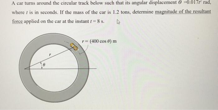 Solved A car turns around the circular track below such that | Chegg.com