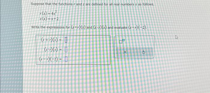 Solved Suppose that the functions r and s are defined for | Chegg.com