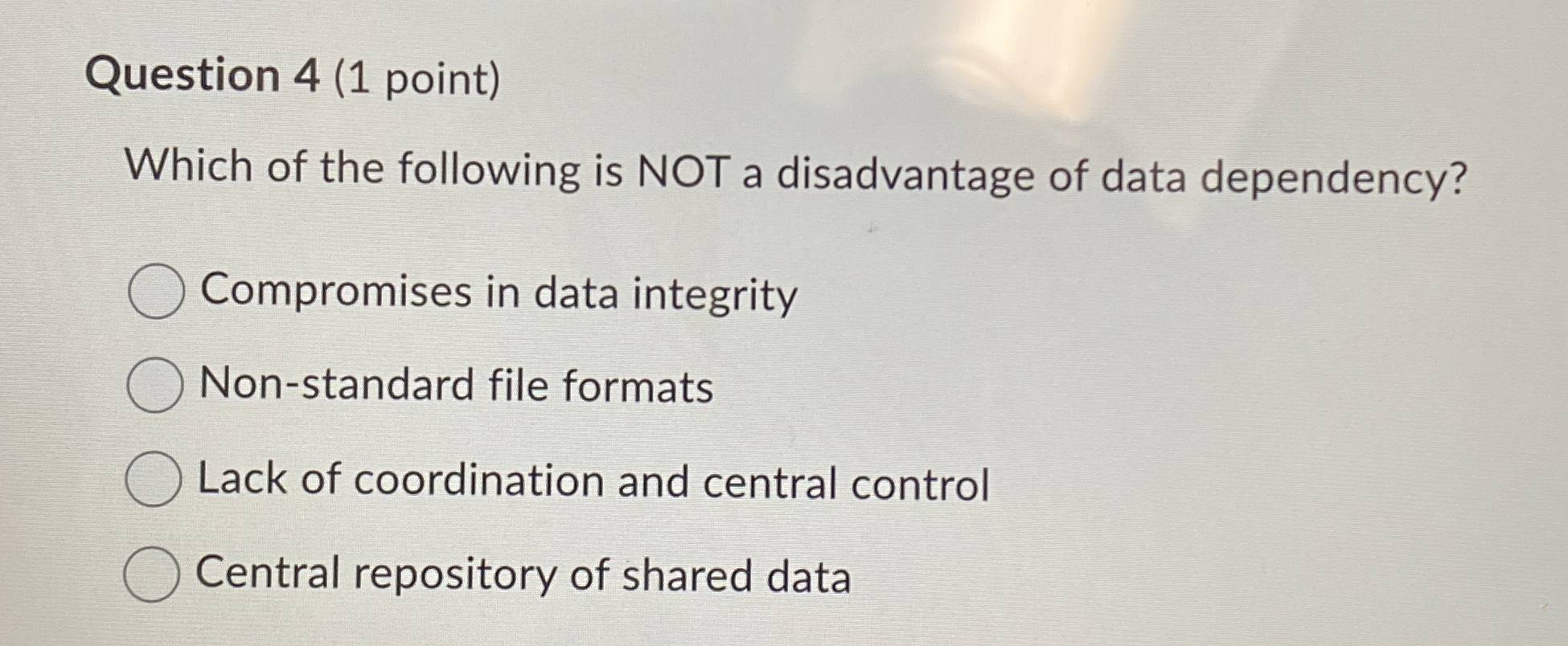 Solved Which of the following is NOT a disadvantage of data | Chegg.com
