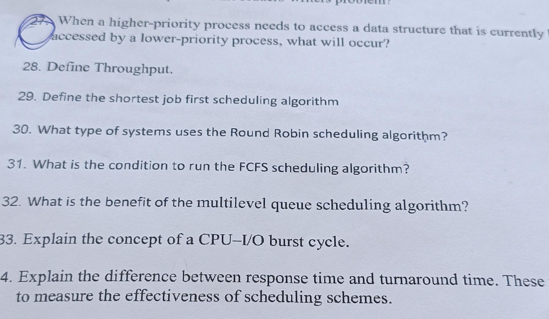 Solved When a higher-priority process needs to access a data | Chegg.com