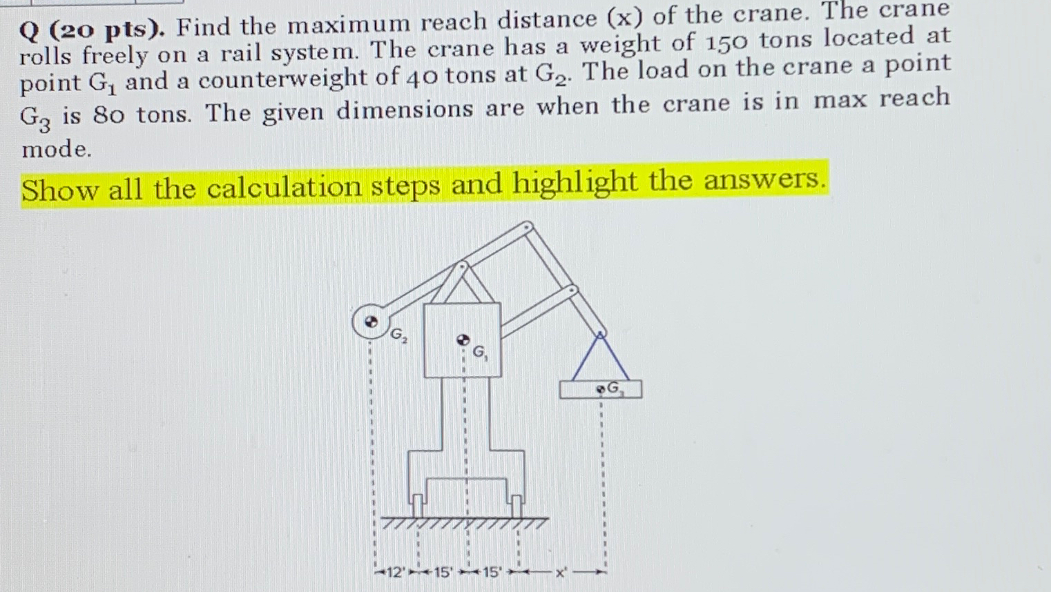 Solved Q (20 ﻿pts). ﻿Find the maximum reach distance (x) ﻿of | Chegg.com