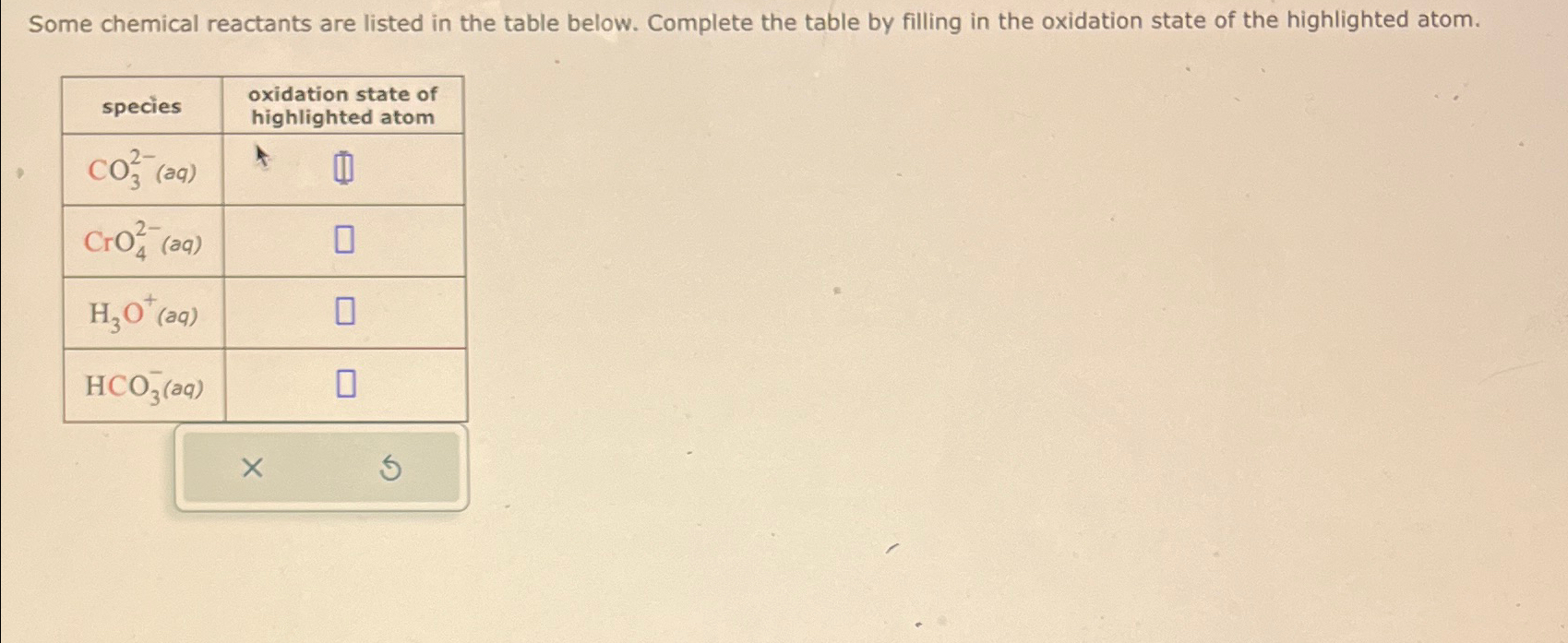 Solved Some chemical reactants are listed in the table | Chegg.com