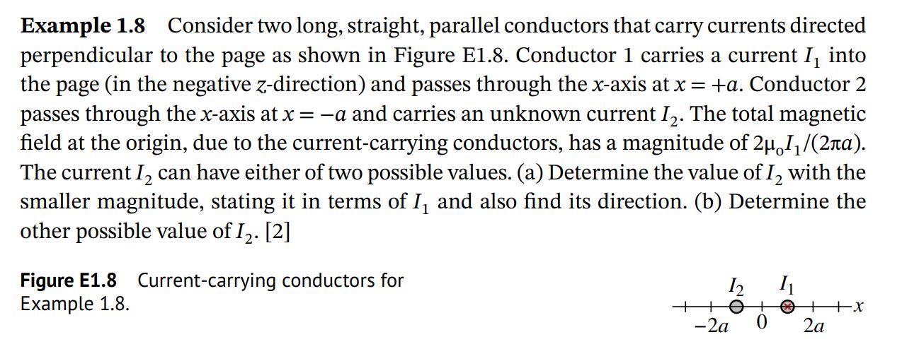 Solved Example 1.8 ﻿Consider two long, straight, parallel | Chegg.com