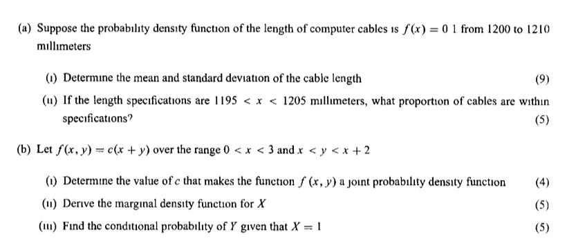 Solved (a) Suppose the probability density function of the | Chegg.com
