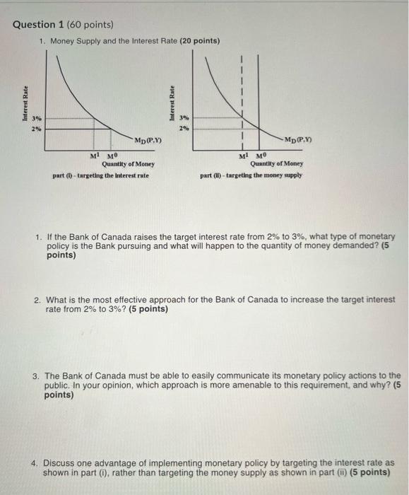 Solved Question 1 (60 points) 1. Money Supply and the | Chegg.com Solved Question 1 (60 points) 1. Money Supply and the | Chegg.com