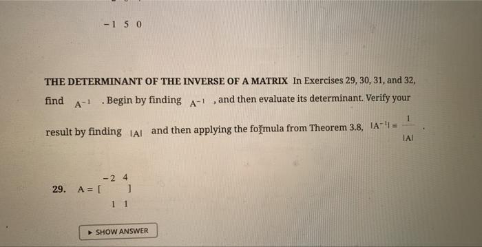 Solved THE DETERMINANT OF THE INVERSE OF A MATRIX In | Chegg.com