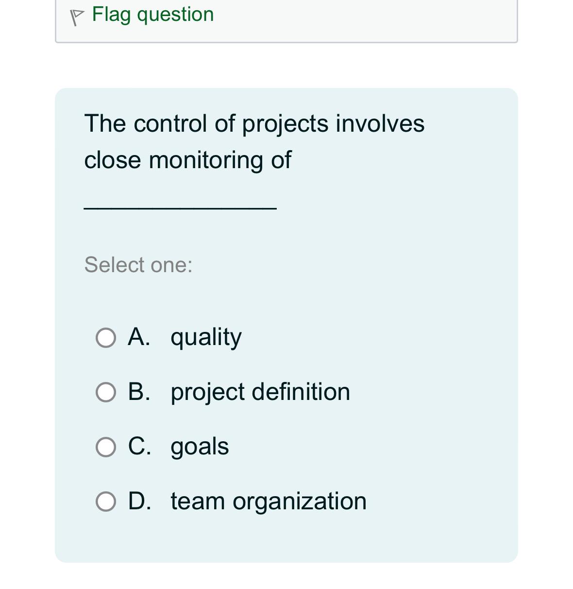 Solved Flag questionThe control of projects involves close | Chegg.com