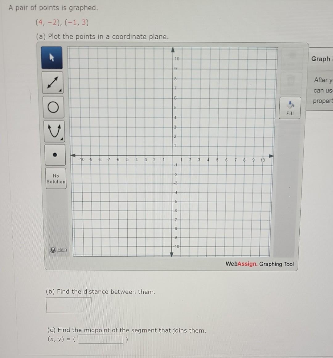Solved pair of points is graphed. (4,−2),(−1,3) (a) Plot the | Chegg.com
