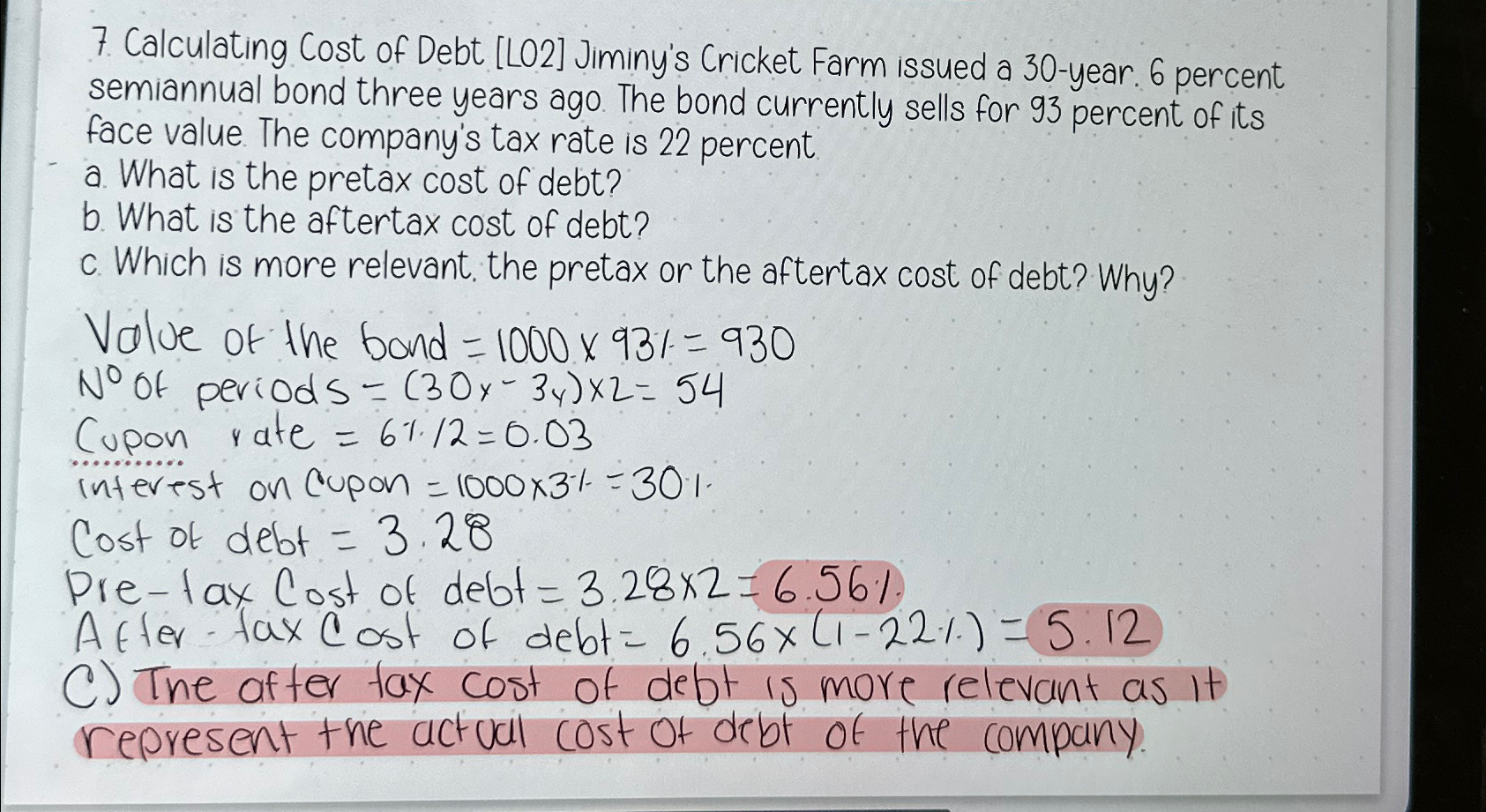 Calculating Cost of Debt [LO2] ﻿For the firm in | Chegg.com