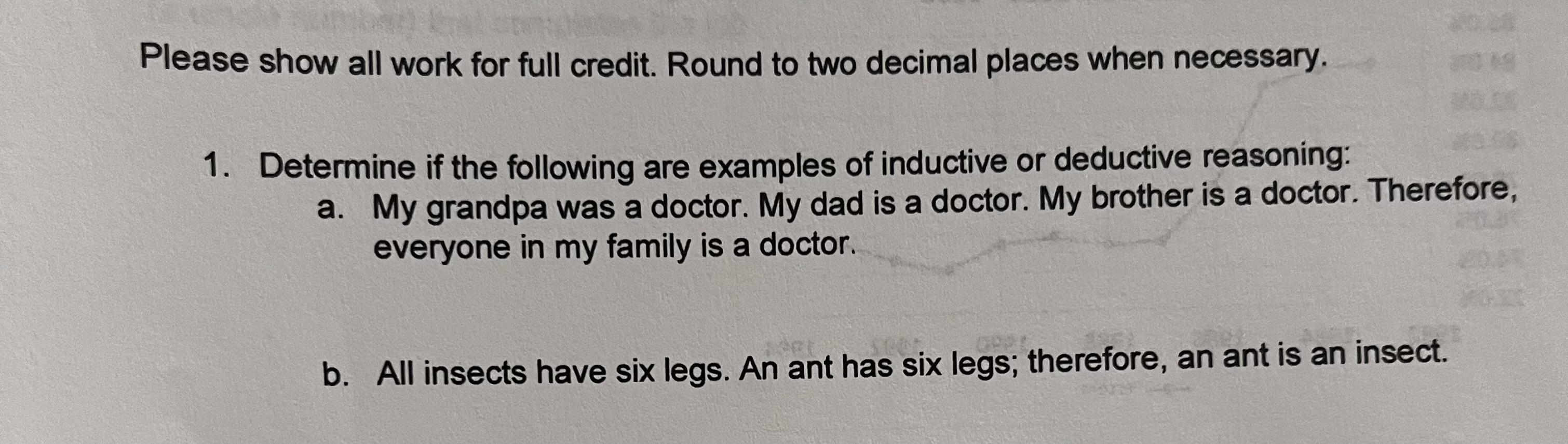Solved Determine if the following are examples of inductive | Chegg.com