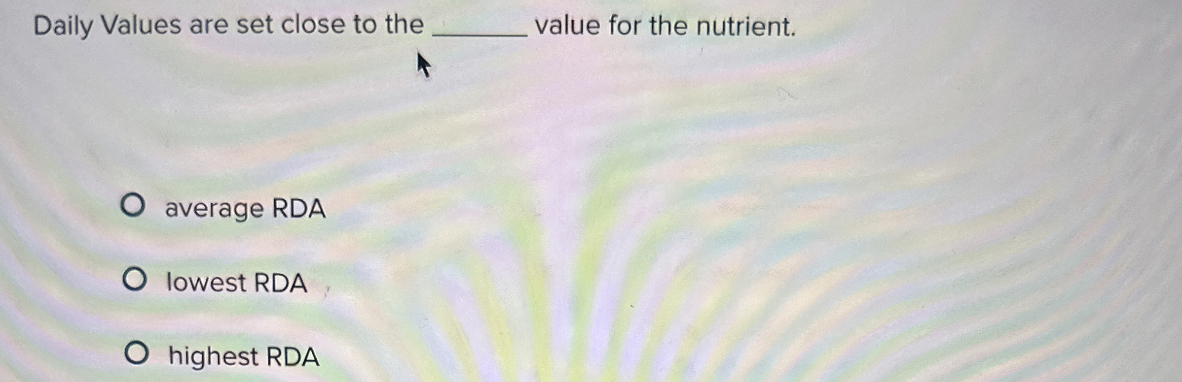 Solved Daily Values are set close to theq, ﻿value for the | Chegg.com