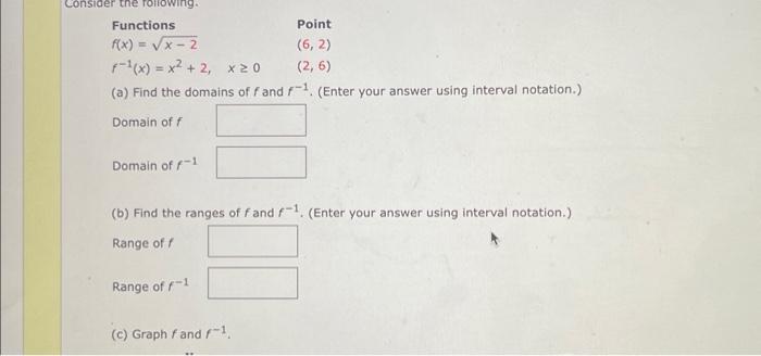 Solved (a) Find the domains of f and f−1. (Enter your answer | Chegg.com