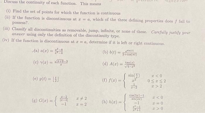 Solved F .. Discuss the continuity of each function. This | Chegg.com