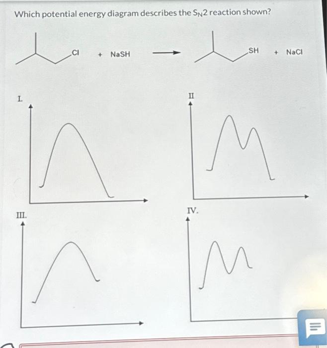 Solved Which Potential Energy Diagram Describes The Sn2