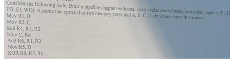 Solved Consider the following code. Draw a pipeline diagram | Chegg.com