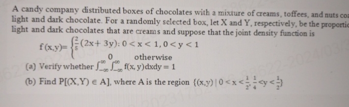 Solved A candy company distributed boxes of chocolates with | Chegg.com