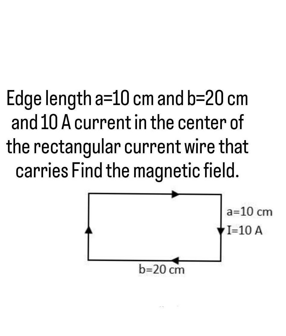 Solved Edge length a=10 cm and b=20 cm and 10 A current in | Chegg.com