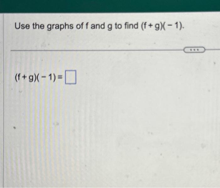 Solved Use the graphs of f and g to find (f+g)(−1). | Chegg.com