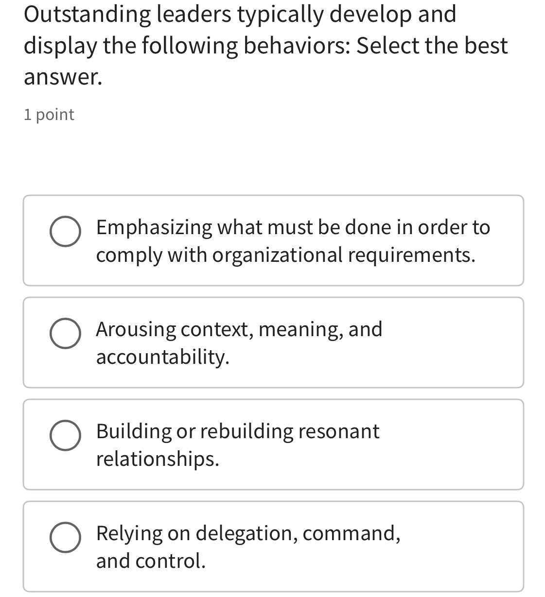 Solved Outstanding leaders typically develop and display the | Chegg.com