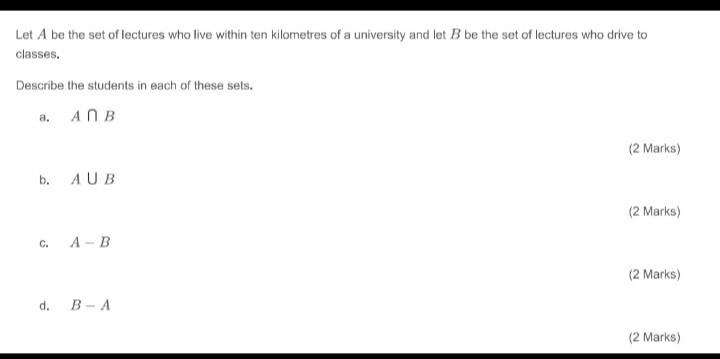 Solved Let A be the set of lectures who live within ten | Chegg.com