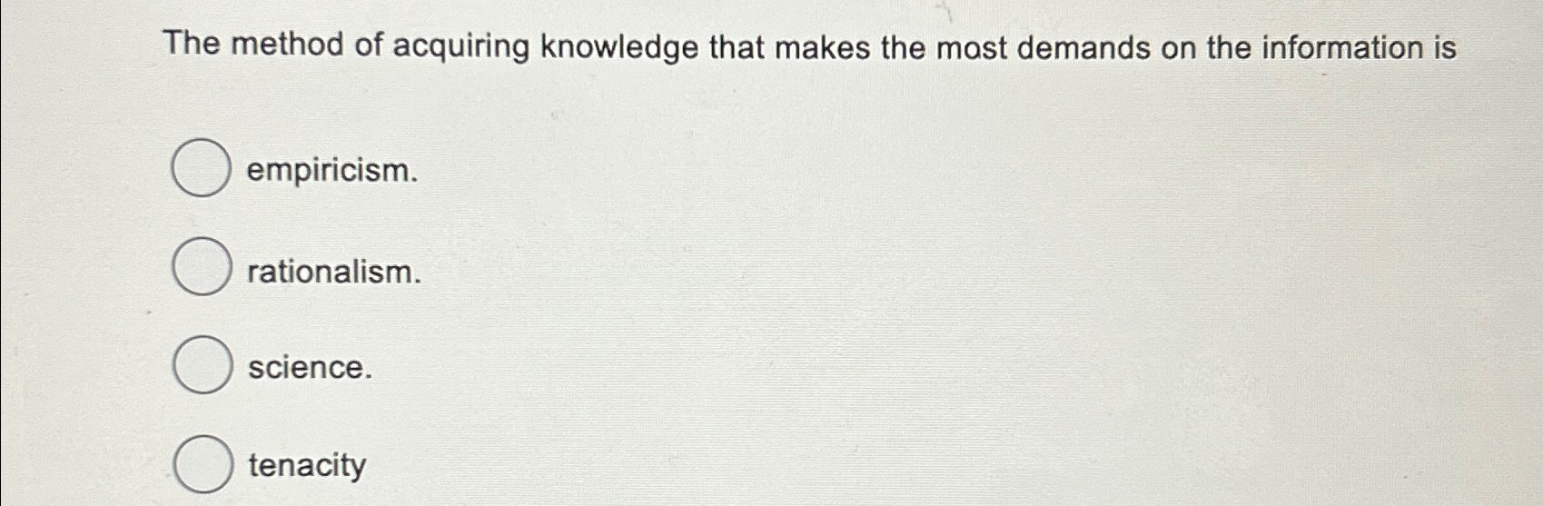 Solved The method of acquiring knowledge that makes the mast | Chegg.com